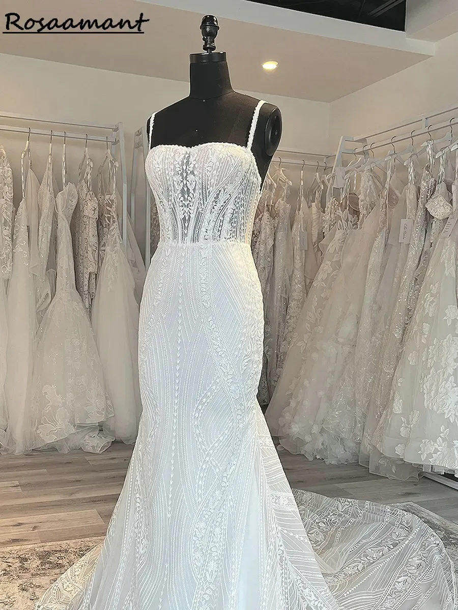 Illusion Sleeveless Mermaid Spaghetti Strap Wedding Dress With ...