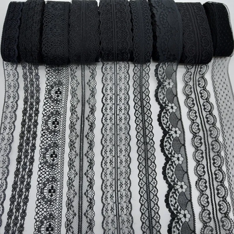 Black Lace Ribbon 10 Yards African Lace Fabric For Wedding Dress Sewing ...
