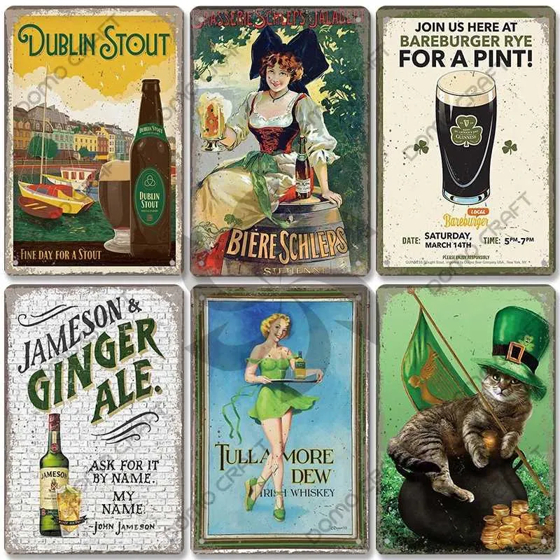 Retro Irish Whiskey Plaque Poster Logo Black Metal Tin Board Wall ...