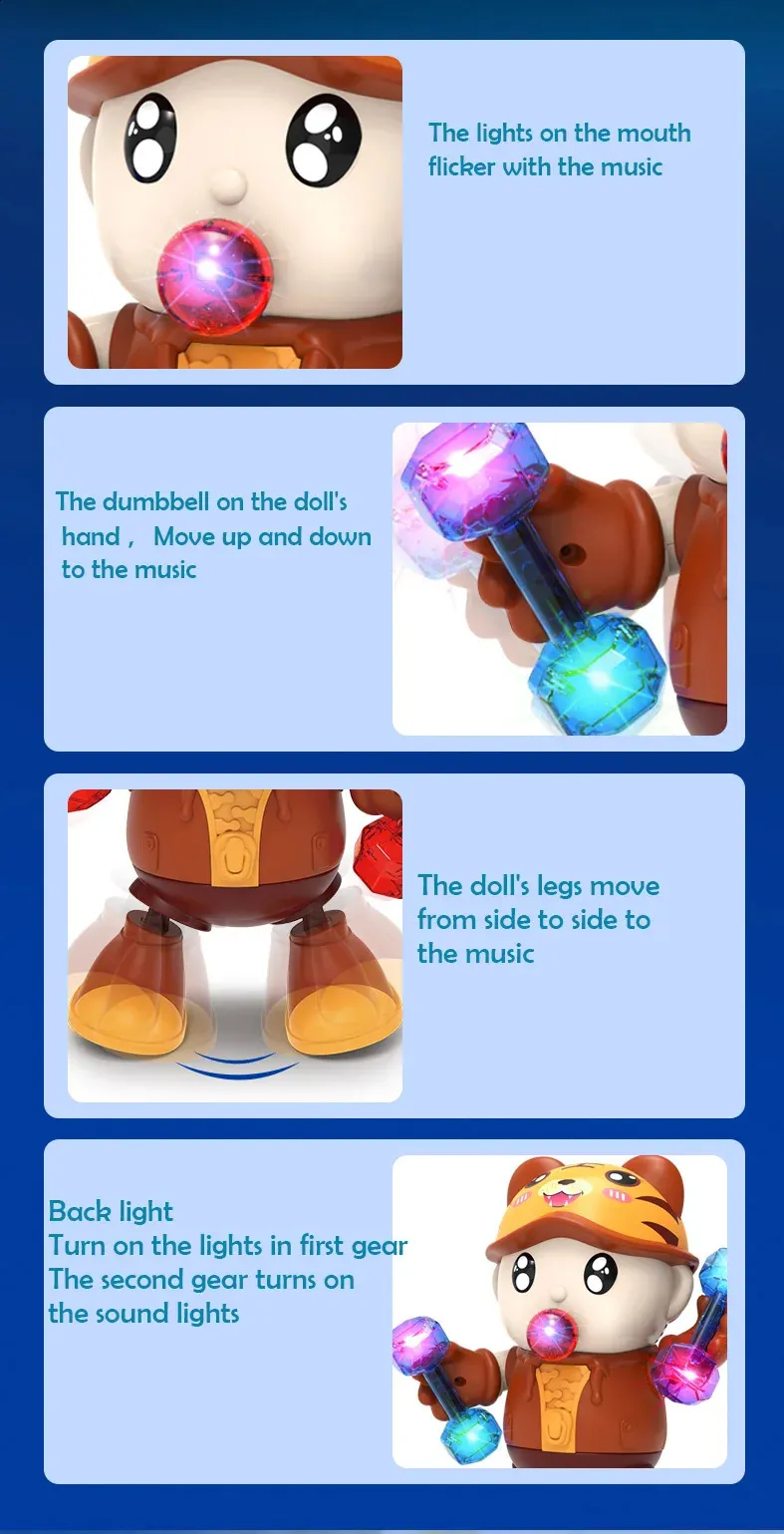 Electric Sound and Light Dance Dolls with Music and Lights, Fitness Experts, Children's Puzzle ...