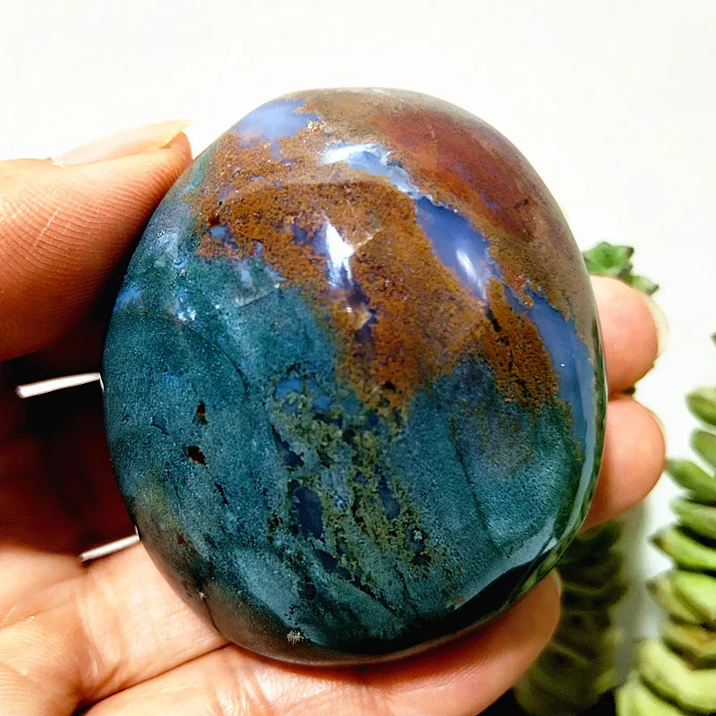 Ocean Jasper Crystal Palm Flower Pot - Natural Stone Room Decor for ...