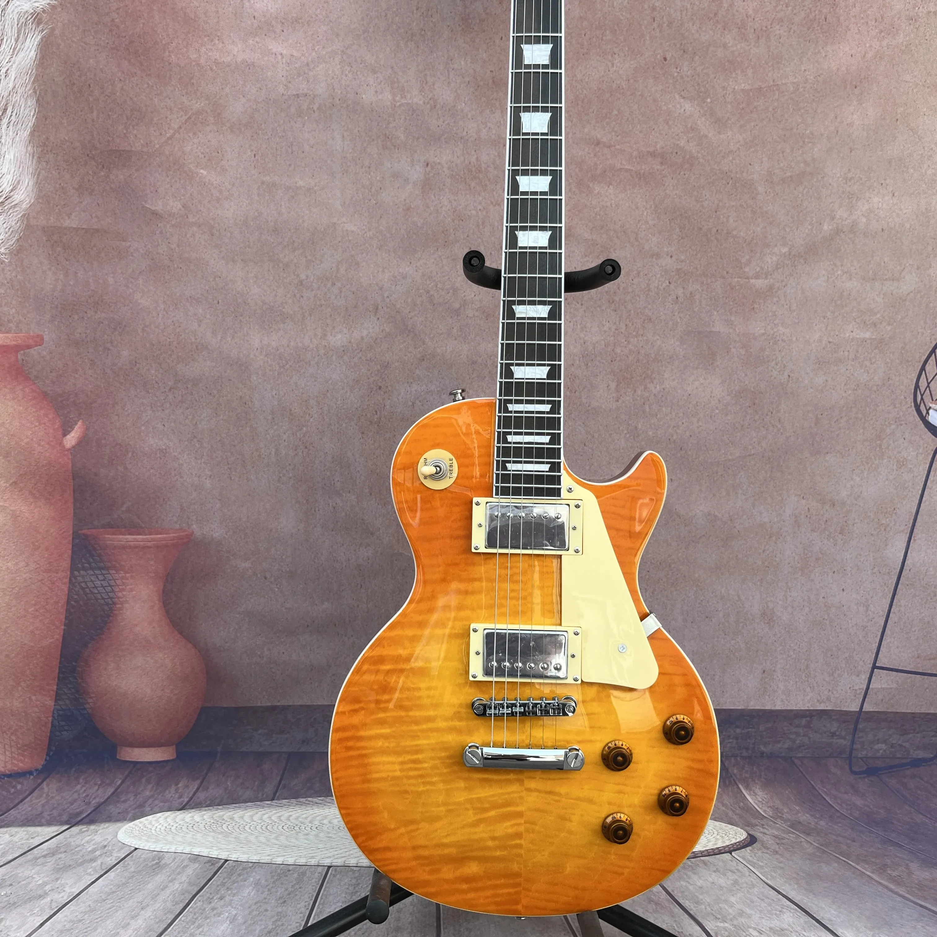 Quick Charge 39 Flame Maple Veneer Good Beginner Electric Guitar With ...