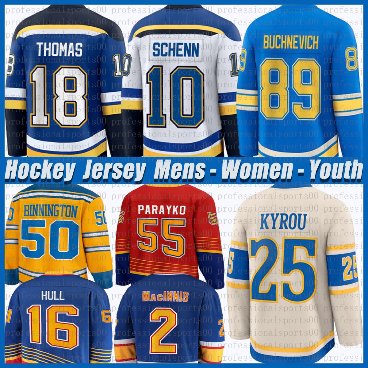 Black Blues Custom Hockey Sweaters Robert Thomas #18, Pavel Buchnevich ...