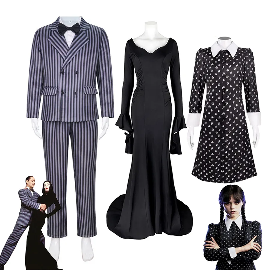 Halloween Party Wednesday Addams Prom Dress Morticia Addams Black ...