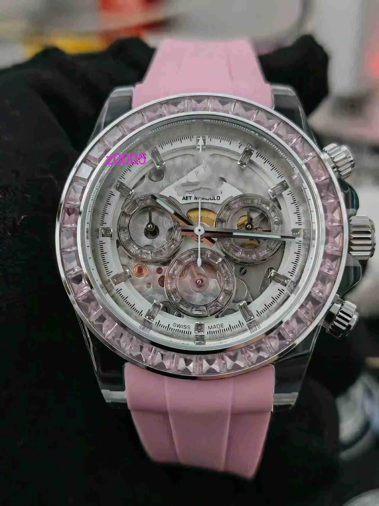 Designer Men's Diamond Watch With Sapphire Crystal, Pink Diamond Ring ...