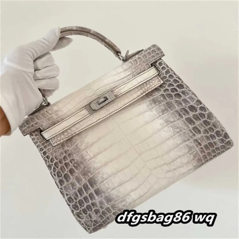 Himalayan Nile Crocodile Leather Tote Silver Handbag With Diamonds And ...