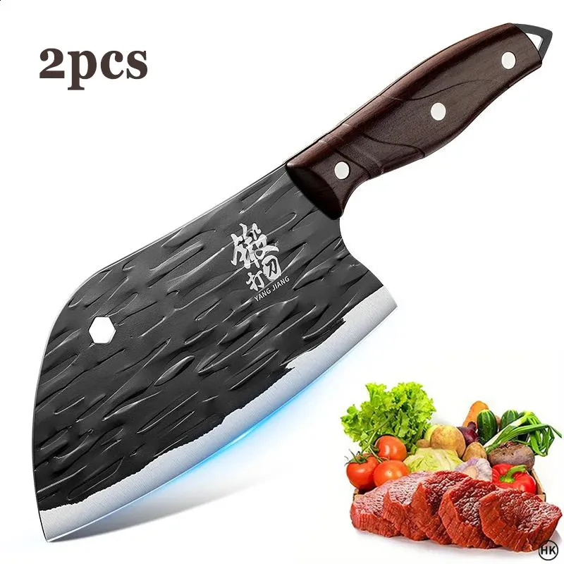 2-Piece Professional Kitchen Bone Knives Meat Cleavers - High-Carbon ...