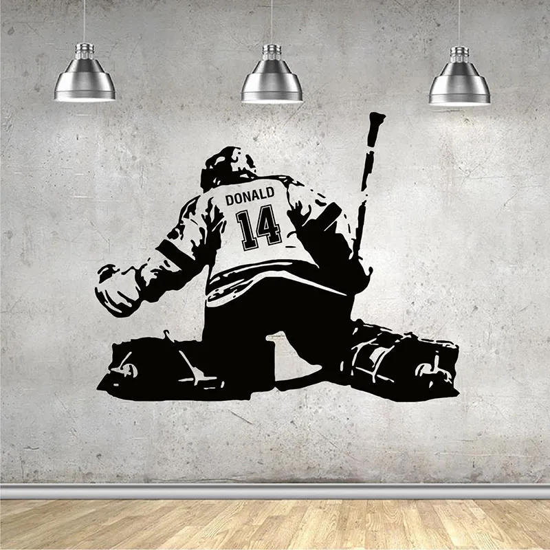 Custom Name Number Hockey Goalie Wall Personalised Wall Stickers For ...