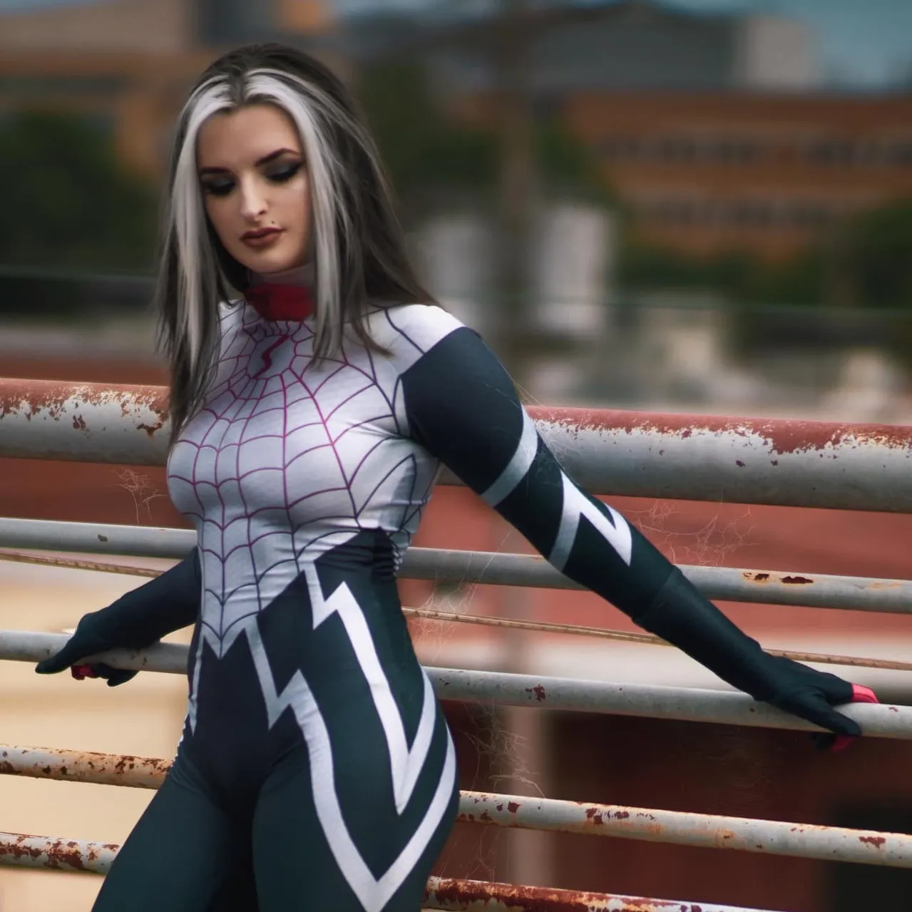 Cindy Moon Silk Spiderman Cosplay jumpsuit women - Superhero Zentai ...