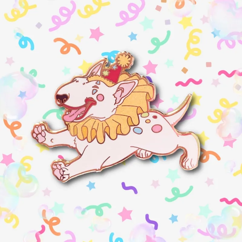Cartoon Circus Bull Terrier Enamel Pins Cute Edgar The Clown Brooch For ...