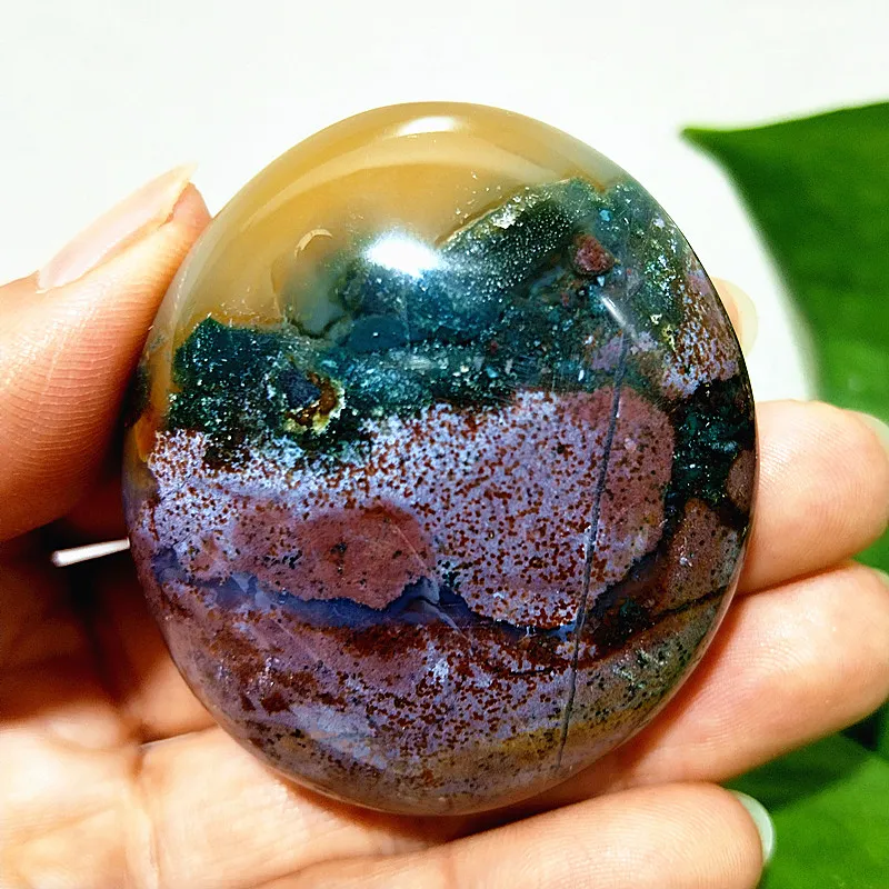 Ocean Jasper Crystal Palm Flower Pot - Natural Stone Room Decor for ...