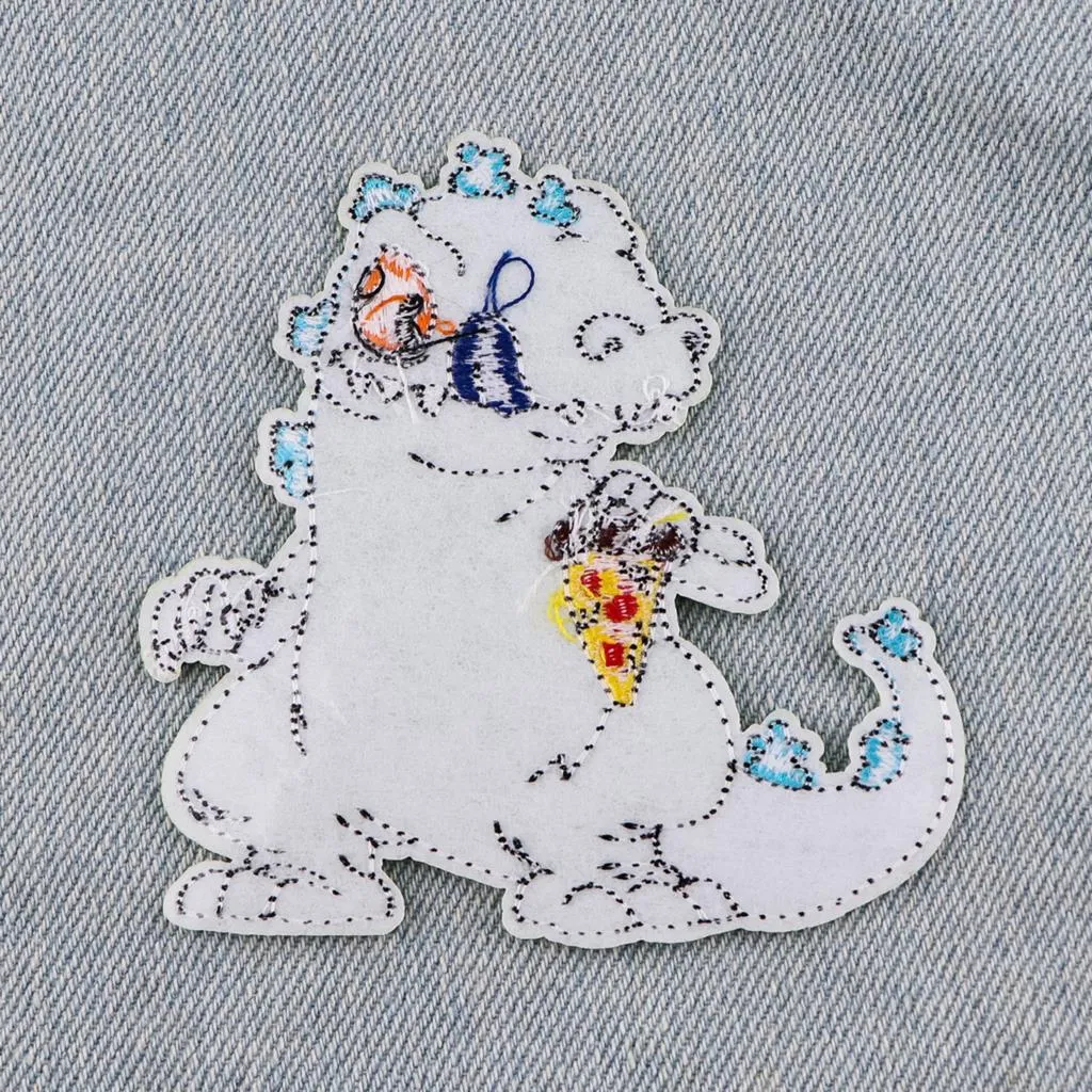 Cute Cartoon Dinosaur Iron-On Patches - Embroidered Stripes Appliques ...