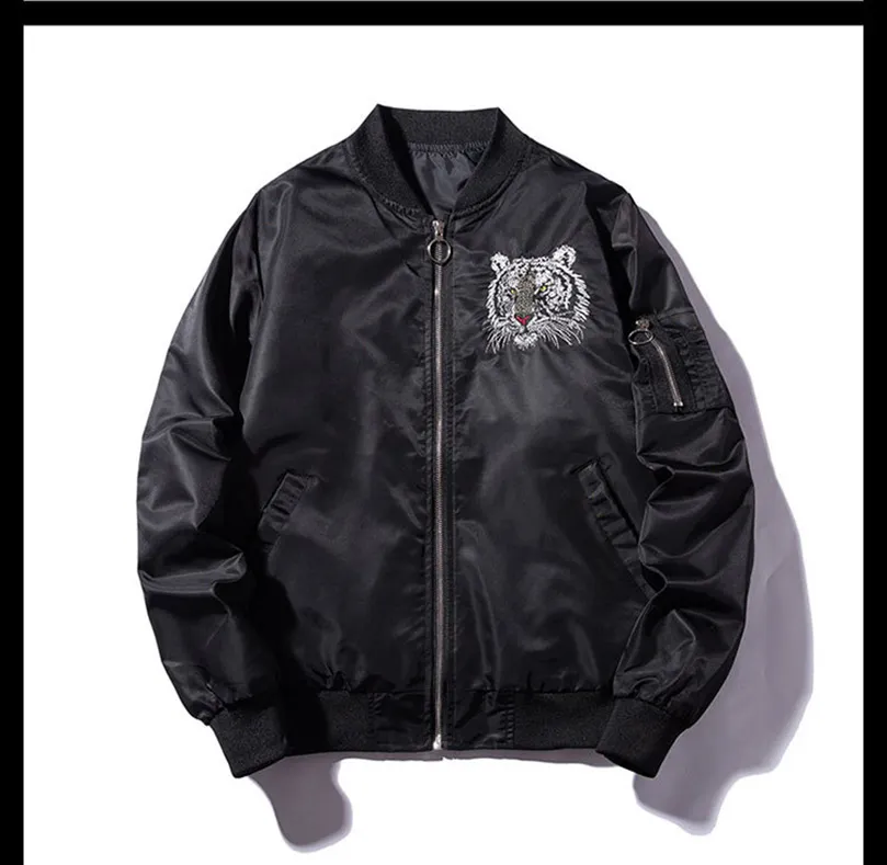 Men's Sukajan Bomber Jacket with Tiger Embroidery, Acetate and Acrylic ...