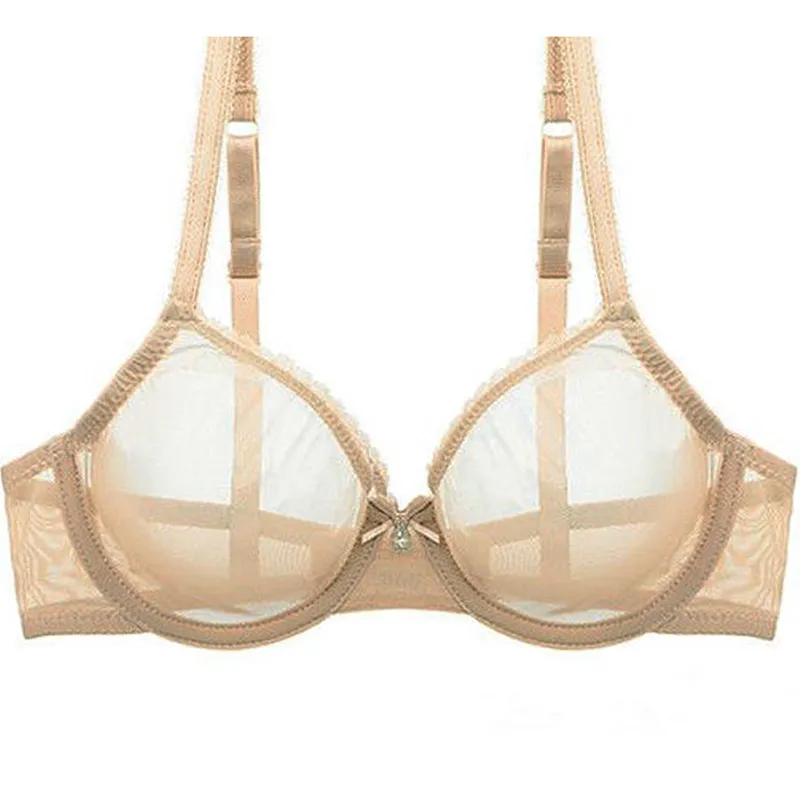 Ultra Thin Hollow Full Transparent Bra With See Through Gauze Mesh For ...
