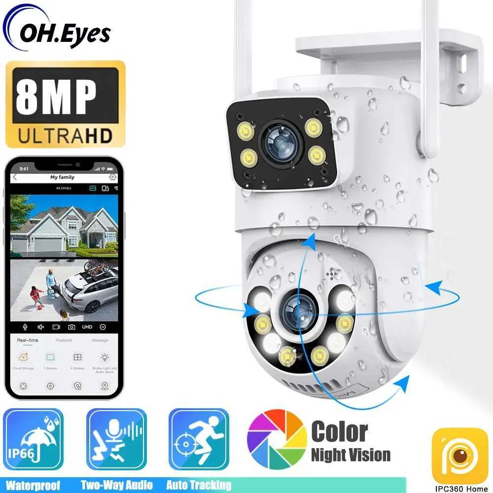 Outdoor 4K Wifi PTZ Wifi Cctv Camera With Dual 4MP Lenses, Auto ...