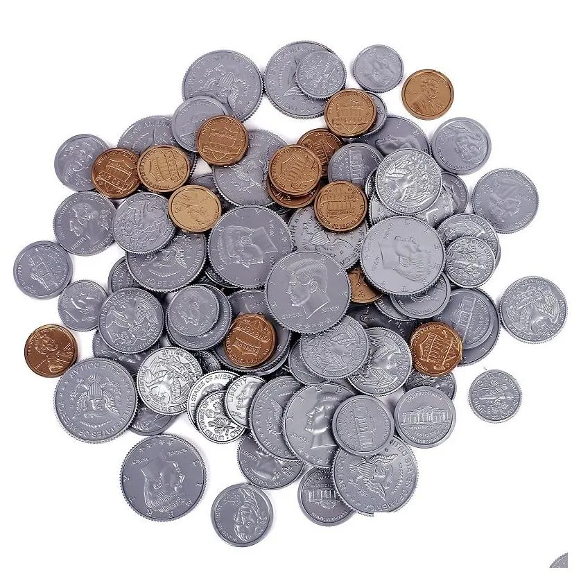 Realistic Play Money Set - Pennies, Nickels, Dimes, Quarters, Half ...