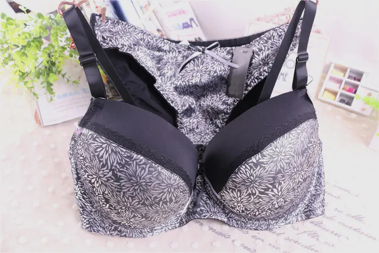 Women's Floral Lace Push Up Bra Set With Underwire Support – 3/4 Cup ...