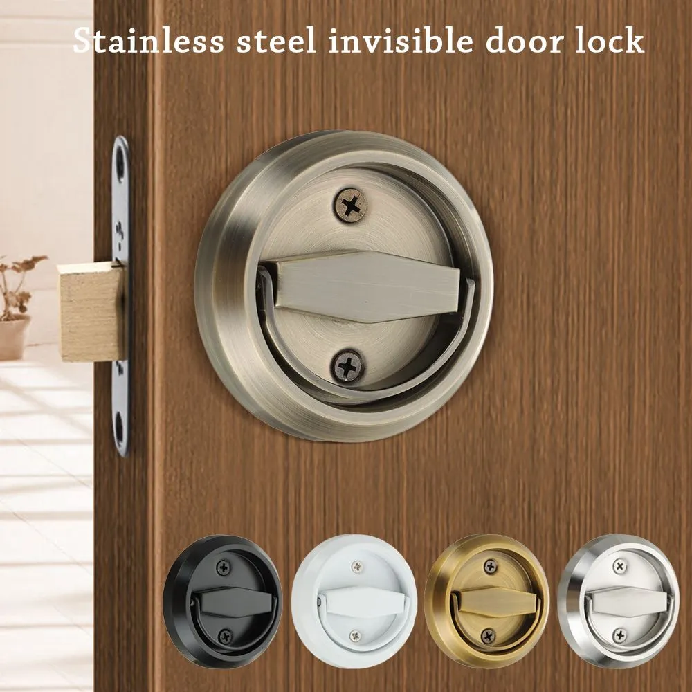 Stainless Steel Hidden Door Deadlock Door Handle Invisible Round Ring ...
