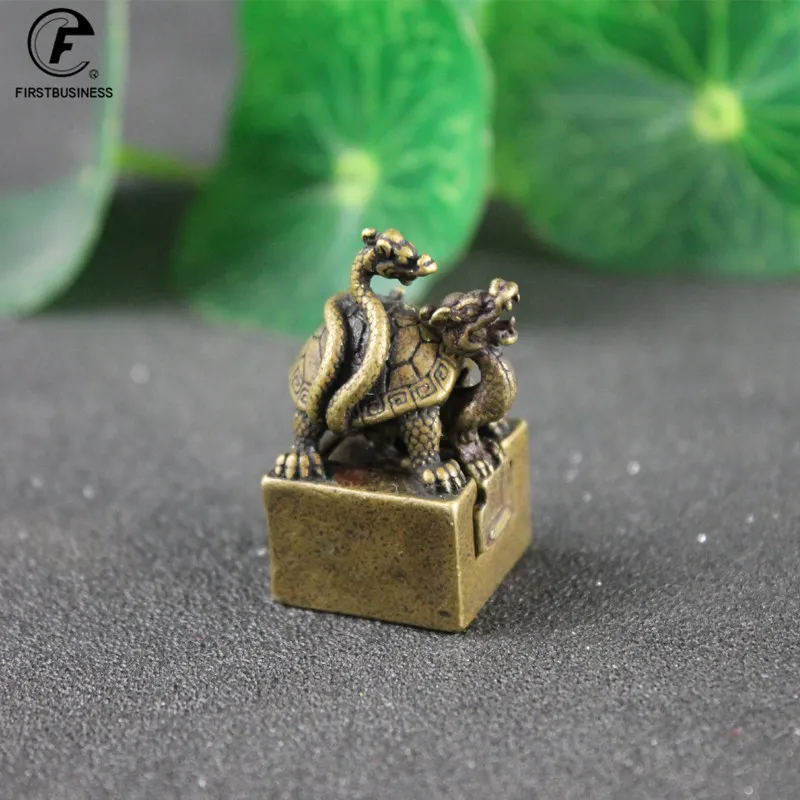 Antique Bronze Snake Dragon Turtle Seal Statue Chinese Mythical Animal ...