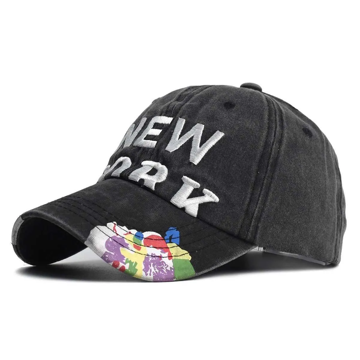 New York Washed Cotton Worn Baseball Cap For Men And Women Sun ...