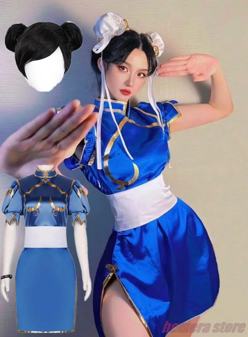 Chun Li Street Fighter Cheongsam Cosplay Dress Set For Adults Perfect ...