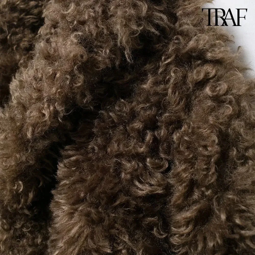 Faux Fur Lapel Coat Hooded Winter Jacket for Women Loose Fit Y2K Style ...