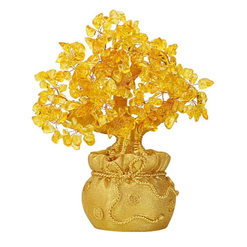Feng Shui Golden Crystal Money Tree Bonsai - 13/16cm, Yellow, Wealth ...