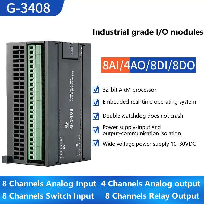 digital output relay with 8-Channel Acquisition, 4- Channel Analog Output, RS485/RJ45/CAN Ports