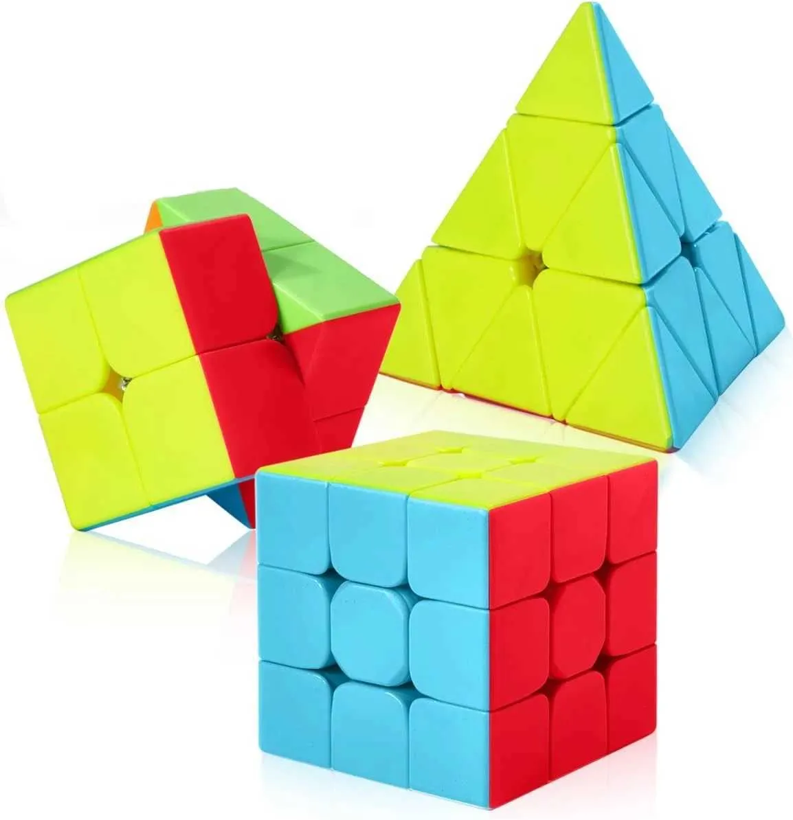 Qiyi Speed Cube Set - Stickerless 2X2/3X3/Pyramid cubes for speed with ...