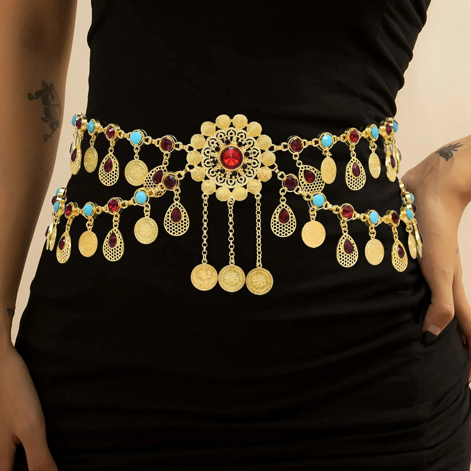 Bohemian Style Coin Belly Dance Waist Chain for Men with Geometric ...