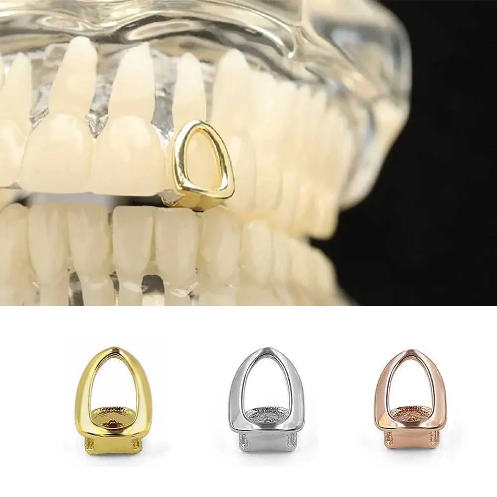 YX241127T1 Gold Silver Color Single Hollow Teeth Grillz with Geometric ...