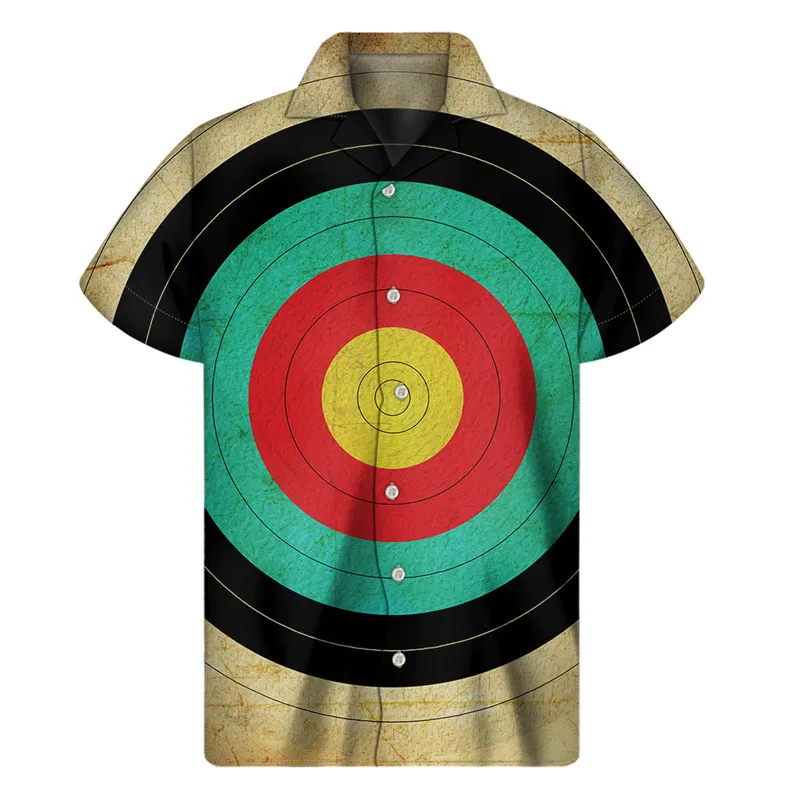 Funny Bullseye Shooting Target 3D Printed Hawaiian Shirt Mens Summer ...