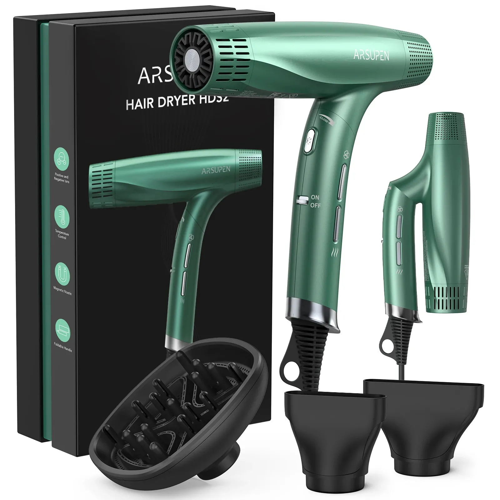 Foldable Dual Lonic Green Hair Dryer With Powerful Brushless Motor ...