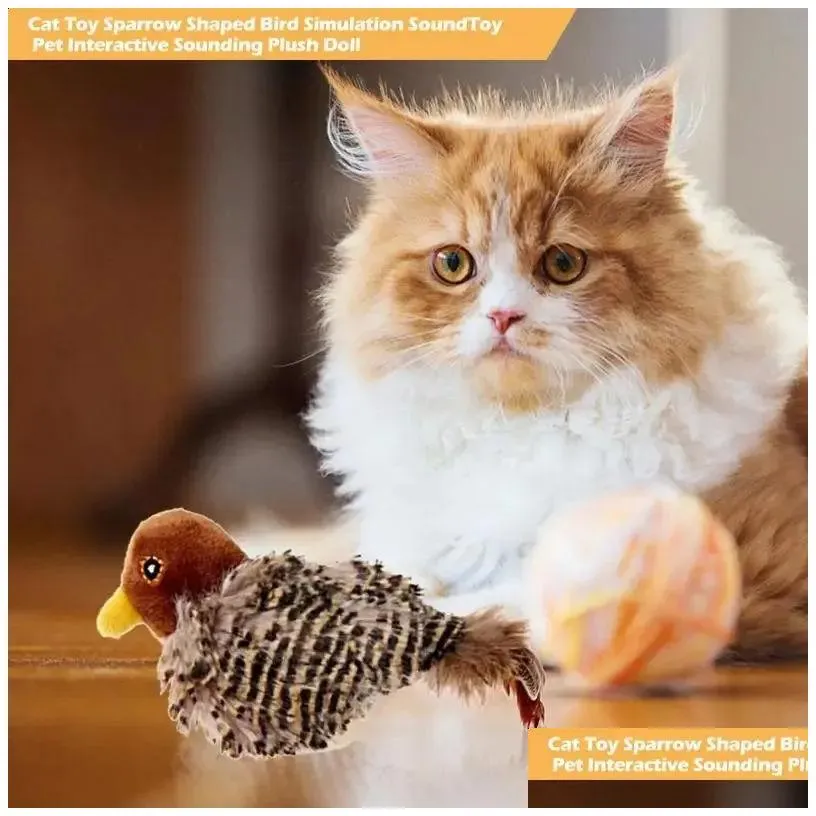 Interactive Sounding Plush Mice Animal Toys Sparrow Shaped Funny Bird ...