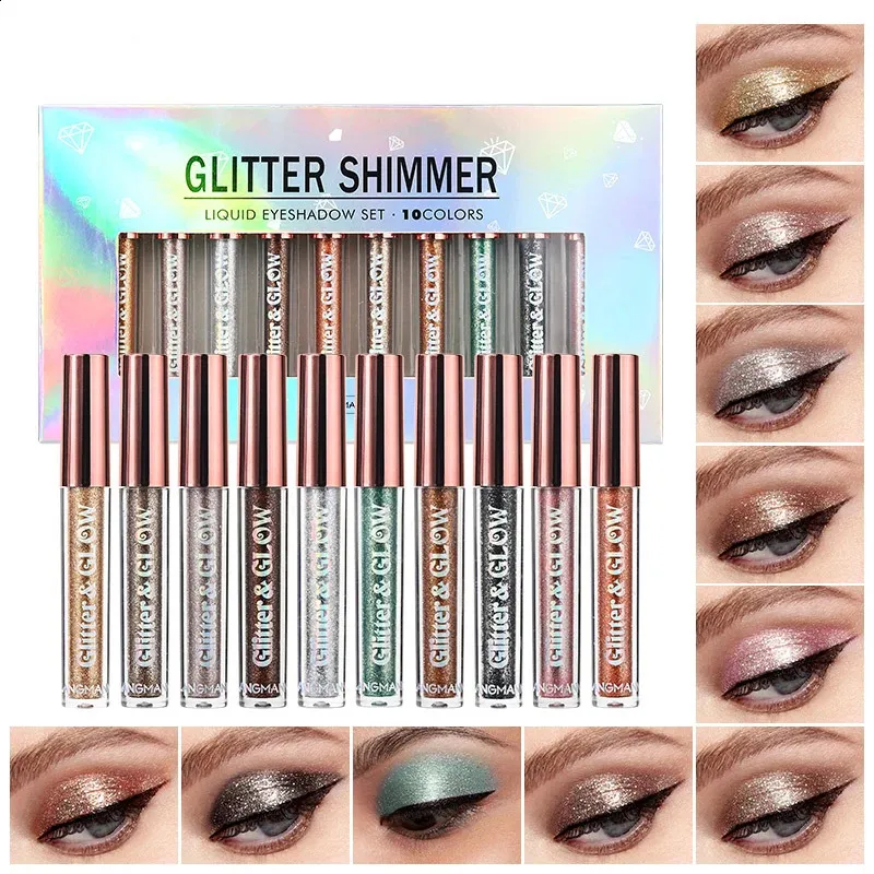 Sparkling Liquid Glitter Eyeshadow Set - Metallic Shimmer, Waterproof ...