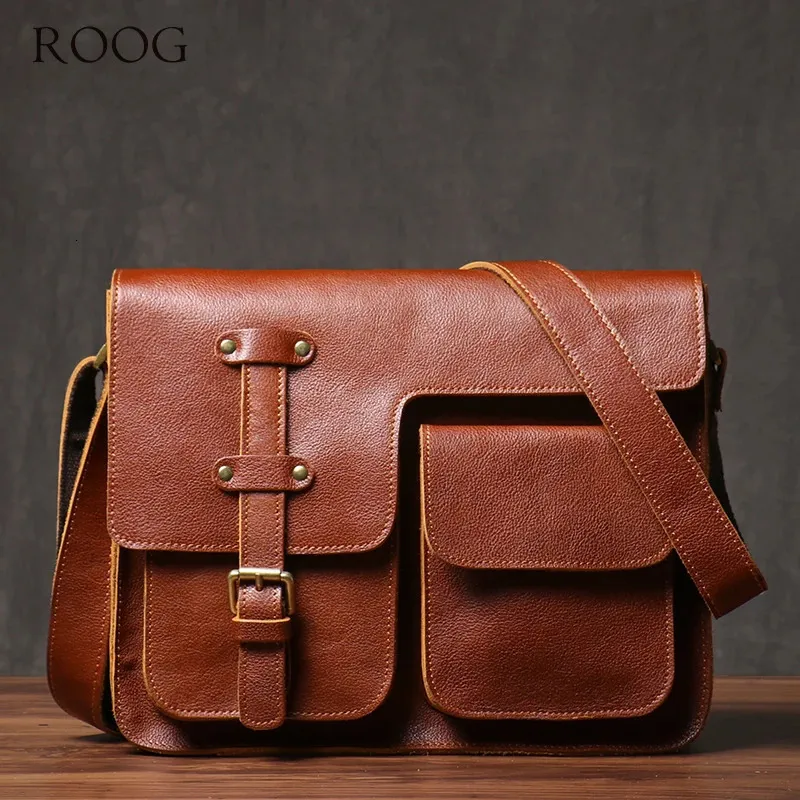ROOG Mens Real Leather Shoulder Sling Bag High Quality Cowhide ...