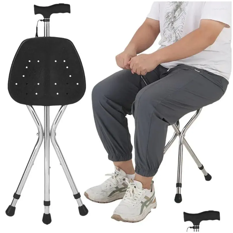 Foldable Walking Poles For Elderly With Seat 300 Lbs Capacity For ...