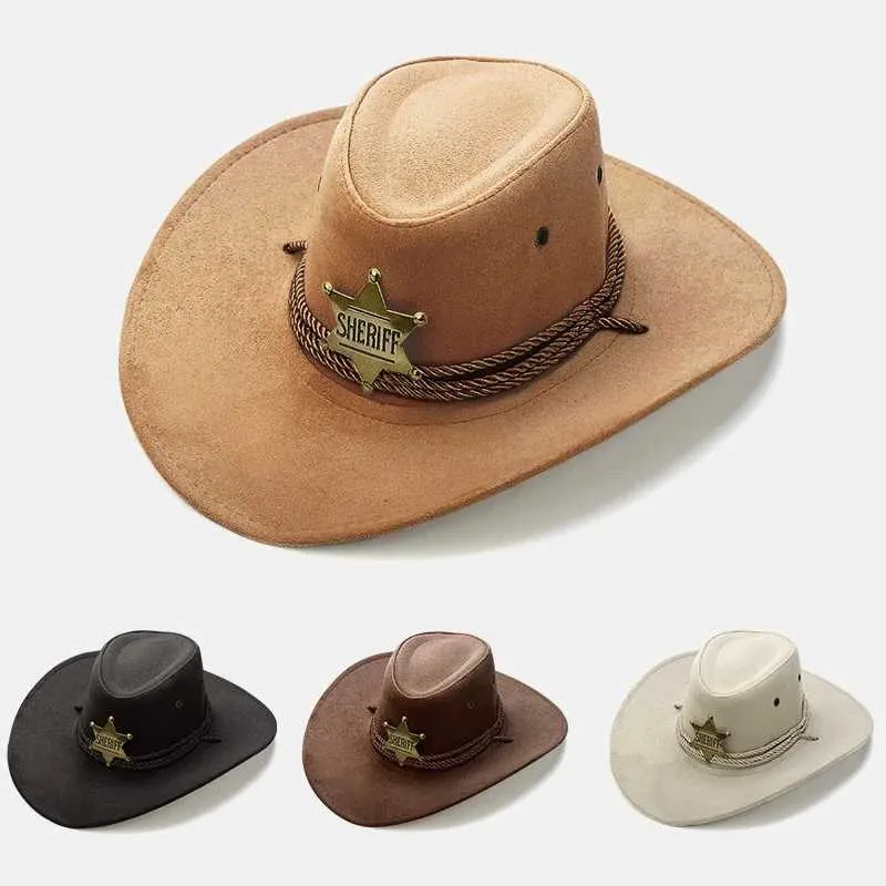 Western Cowboy Hat With Wind Rope Retro Sheriff... From Swallow_house ...