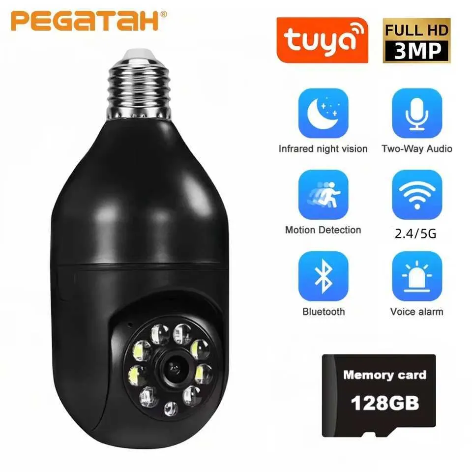 Tuya PTZ Wifi Sheenwang Light Bulb Camera With Night Vision And Two Way ...