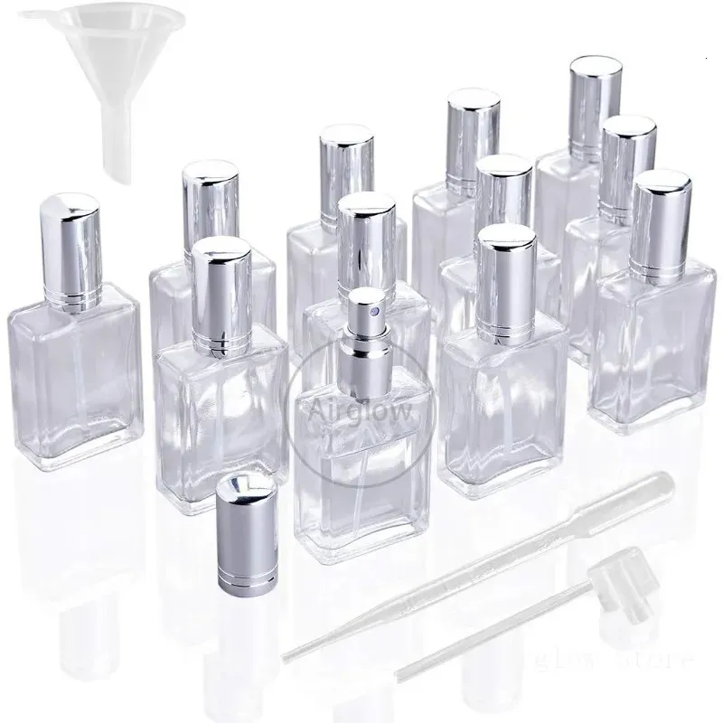 Set of 6 Frosted Square Glass bottle of spray - 30ml and 50ml Sizes for ...