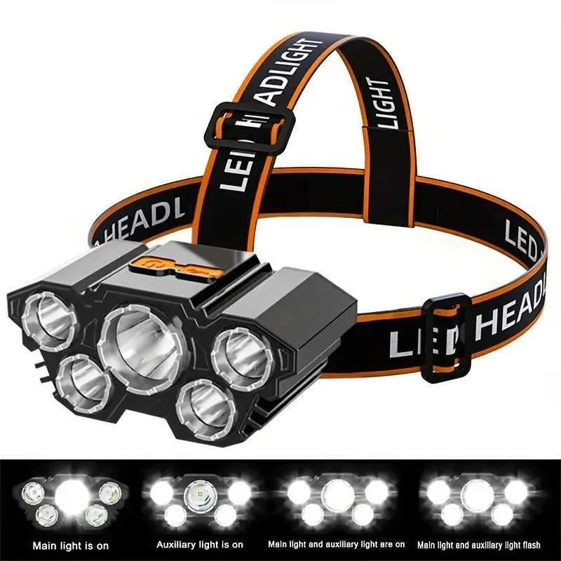 Rechargeable Waterproof Brightest Rechargeable Headlamp 2022 With 5 LED ...