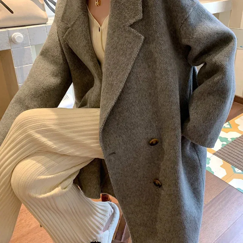 Double-Sided Cashmere Alpaca Coat - Women's Mid-Length Loose Winter ...