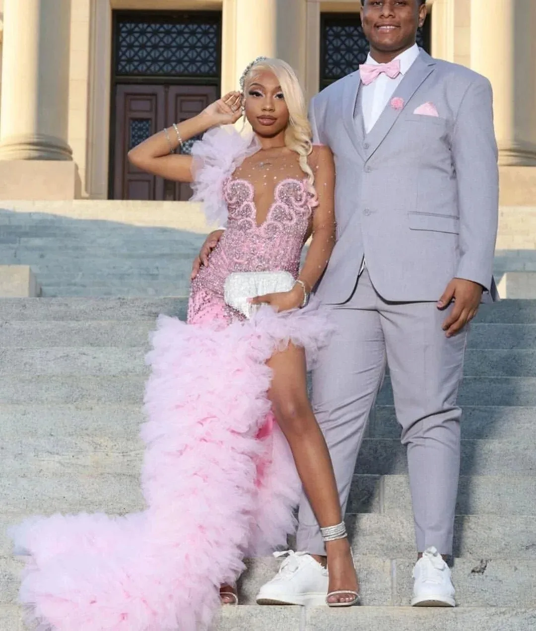 2025 Pink African American Long Evening Prom Dresses For Black Girls ...