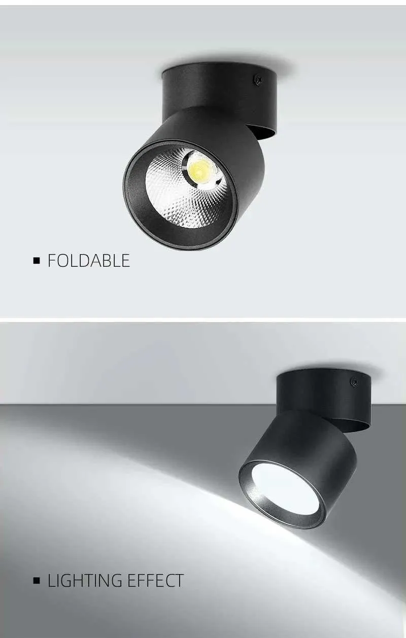 Surface Mounted LED Folding Spotlight Adjustable Angle Background Wall ...