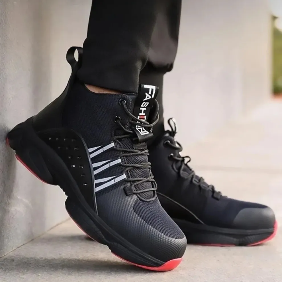 Men Safety Toe Work Boots Steel Toe Protective Shoes USB Port Origin ...