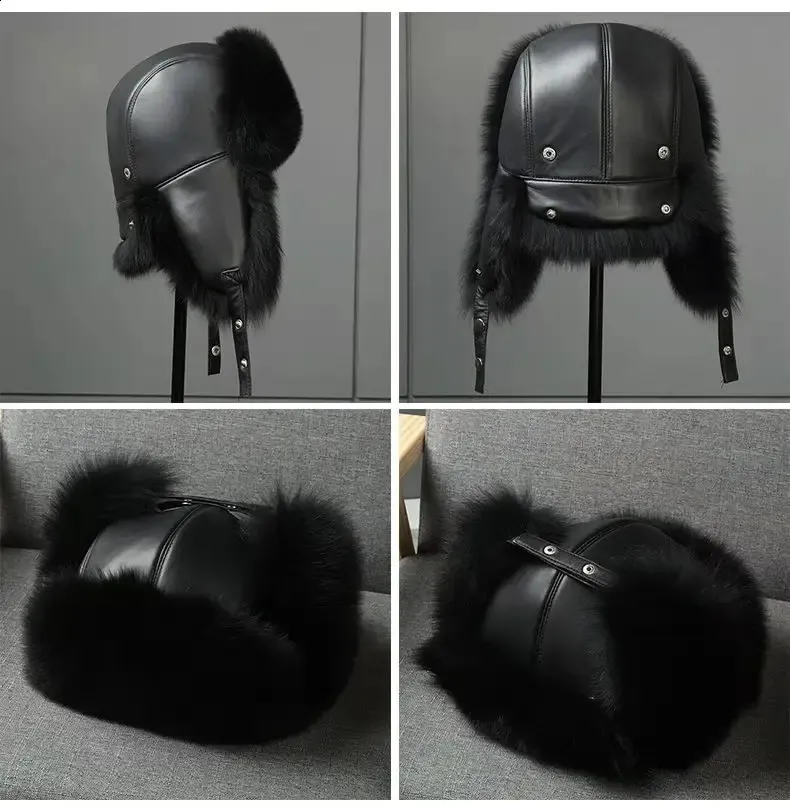 Faux Fox Fur Winter Lei Feng Hat with Ear Flaps, Warm Snow Caps ...