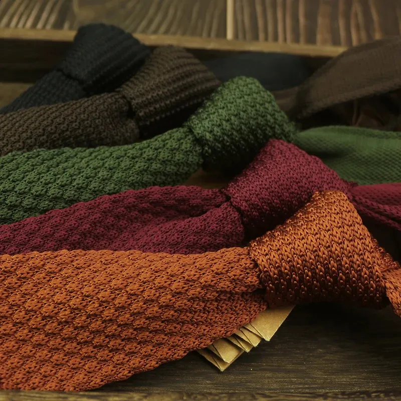 Men's & Women's Solid Color Knitted Necktie - Casual 7cm Brown & Orange ...