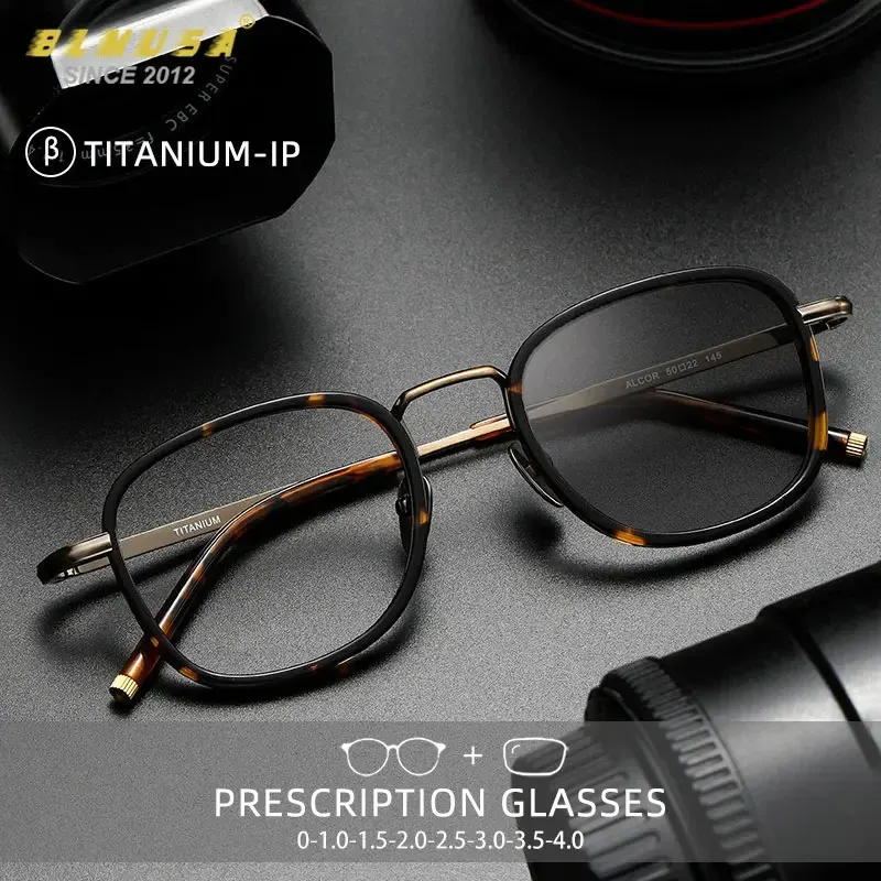 BLMUSA Men's Classic Pure Hyperopia Thom Browne Glasses With Anti Blue Ray Reading Eyewear Frame ...