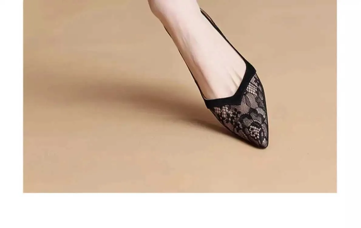 Pointed Toe Stiletto Heels Men Casual Spool Heel Lace Mesh Hollow Shoes ...