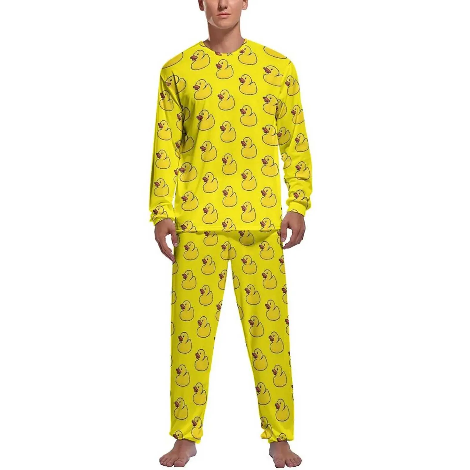 Mens Pajama Set Yellow Pajamas Set Comfortable Long Sleeve Pajama Set ...